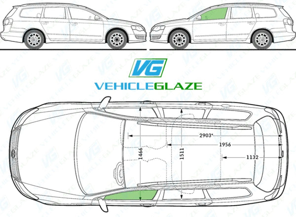 Volkswagen Passat Estate 2005-2015 Side Window Replacement - VehicleGlaze